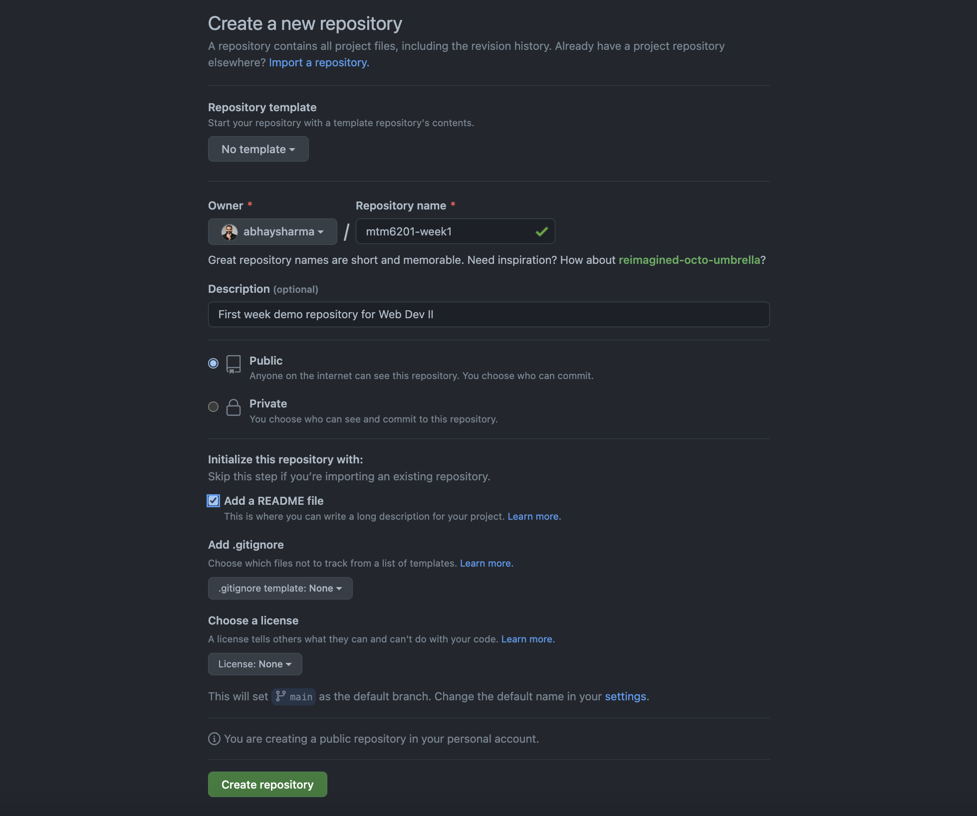 GitHub Repository Interactive Media Design